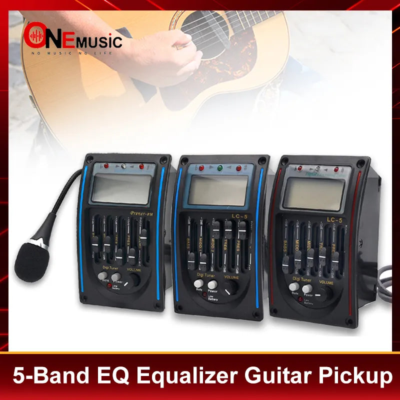 LC-5/4 5 Band Acoustic Guitar Preamp EQ Equalizer Pickup Tuner System